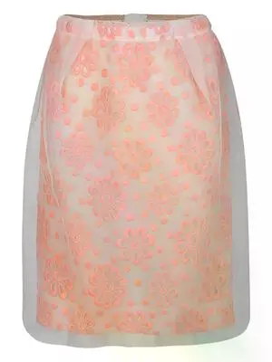 LOUIS VUITTON 2012 Floral Embroidery Skirt - Orange