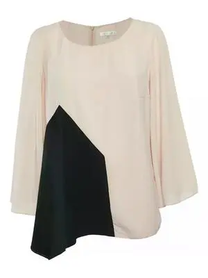 Paule Ka Flared Sleeves Geometric Panel Blouse
