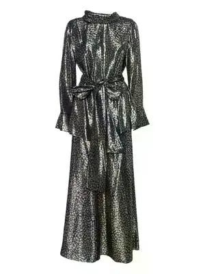 Layeur Metallic Print Blouse And Maxi Skirt Set