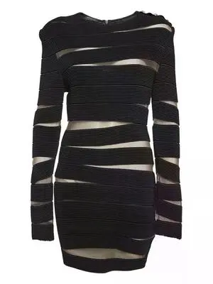 Balmain Ribbed Sheer-panel Dress