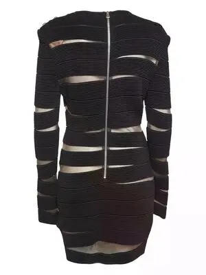 Balmain Ribbed Sheer-panel Dress