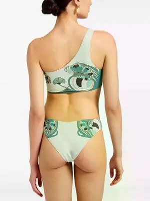 La DoubleJ Blooming Tulips One-shoulder Swimsuit - Green