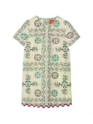 La DoubleJ Mini Swing Floral Jacquard Dress - Neutrals