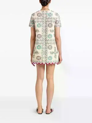 La DoubleJ Mini Swing Floral Jacquard Dress - Neutrals