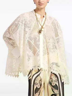 La DoubleJ Lace Collared Shirt - Neutrals