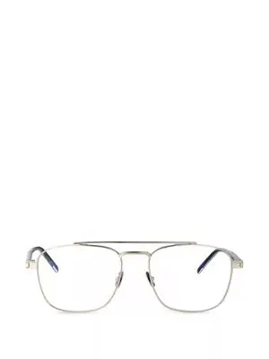 Saint Laurent Double-bridge Pilot Frame Eyeglasses - Silver