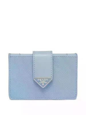 Prada Saffiano And Smooth Leather Card Holder - Blue