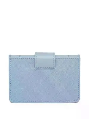 Prada Saffiano And Smooth Leather Card Holder - Blue