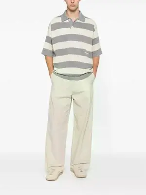Stone Island 5100042 Striped Raw Hand Organic Cotton + Linen S.i. Marina Polo Shirt - Grey