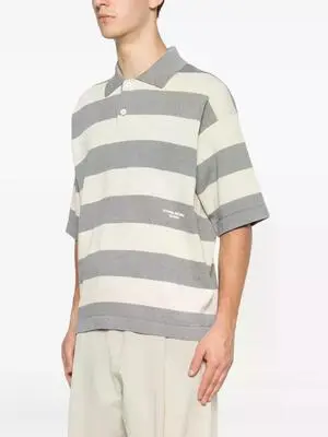 Stone Island 5100042 Striped Raw Hand Organic Cotton + Linen S.i. Marina Polo Shirt - Grey