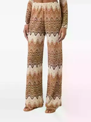 MC2 SAINT BARTH Wave-pattern Raschel-knit Trousers - Brown