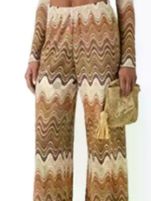 MC2 SAINT BARTH Wave-pattern Raschel-knit Trousers - Brown