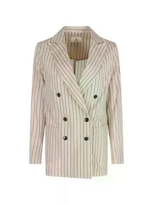 MYTHS Stripe-pattern Double-breasted Coat