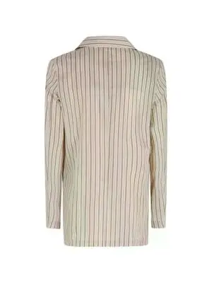 MYTHS Stripe-pattern Double-breasted Coat