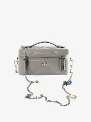 Tory Burch Kira Diamond Quilt Charm East/west Vanity Case - Gray