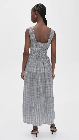Rails Jordie Gingham Check Embroidered Midi Dress - Black Gingham