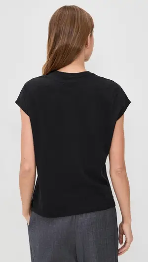 Theory Bind Neck Boxy Tee - Black