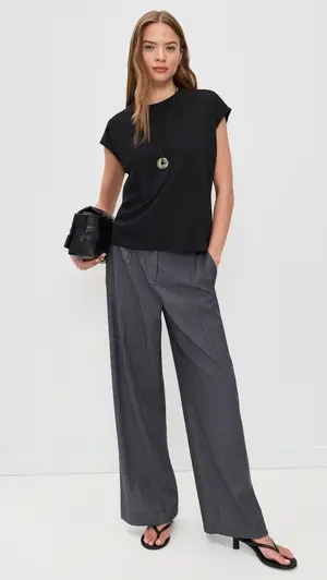 Theory Bind Neck Boxy Tee - Black