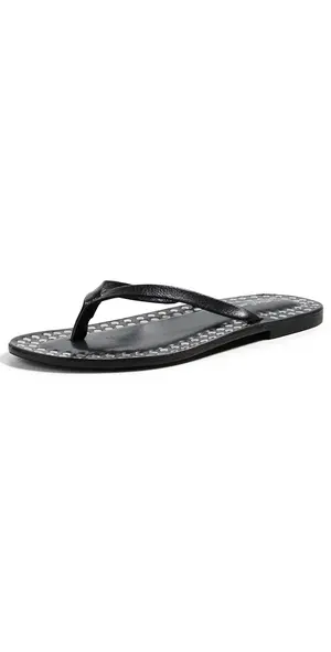 Jeffrey Campbell Katrina Flip Flops - Black Silver