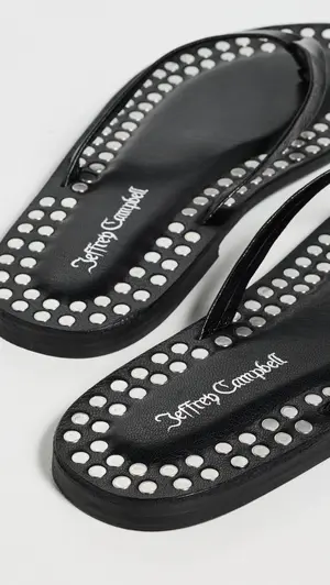 Jeffrey Campbell Katrina Flip Flops - Black Silver