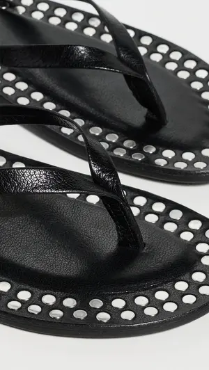 Jeffrey Campbell Katrina Flip Flops - Black Silver