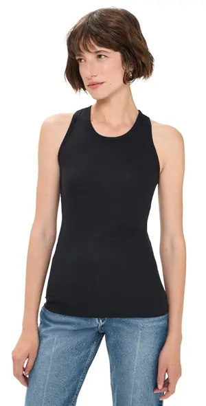 Commando Ribbed Crewneck Tank Top - Black