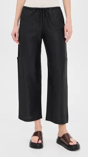 Donni. Silk Taffeta Drawstring Cargo Pants - Jet