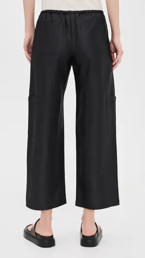 Donni. Silk Taffeta Drawstring Cargo Pants - Jet