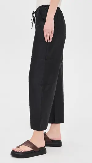 Donni. Silk Taffeta Drawstring Cargo Pants - Jet