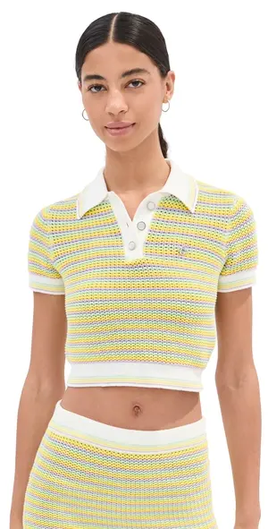 Casablanca Striped Knit Polo Shirt