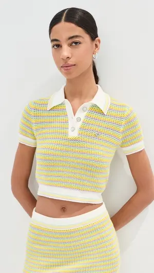 Casablanca Striped Knit Polo Shirt