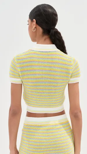 Casablanca Striped Knit Polo Shirt
