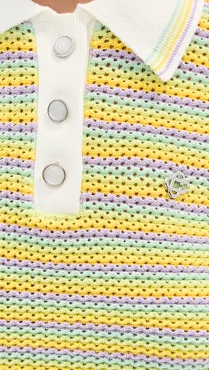 Casablanca Striped Knit Polo Shirt