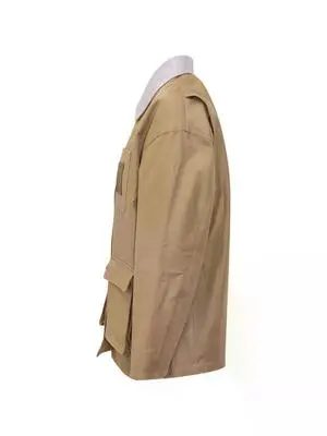 Casablanca Leather-collar Patch-pocket Jacket - Neutrals