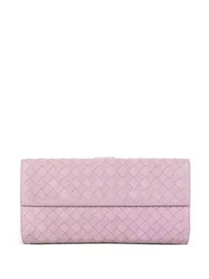 Bottega Veneta Intrecciato Weave Foldover Wallet - Purple