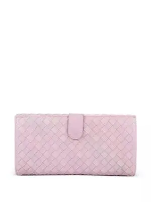 Bottega Veneta Intrecciato Weave Foldover Wallet - Purple