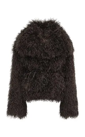 Source Unknown Hathi Faux-fur Belted Jacket - Brown