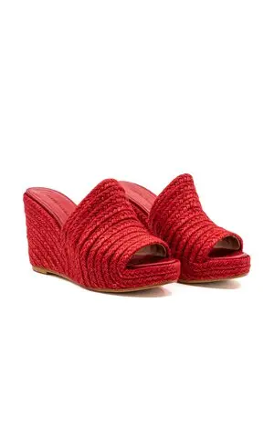 ANDREA GOMEZ Gloria Raffia Wedge Mules