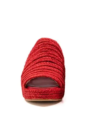 ANDREA GOMEZ Gloria Raffia Wedge Mules