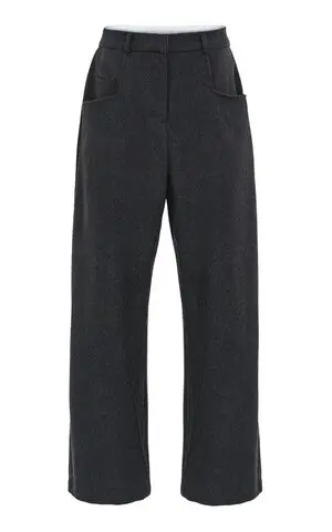 Source Unknown Roanna Wool-blend Wide-leg Trousers - Black