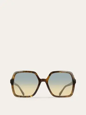 FERRAGAMO Ferragamo Square Frame Sunglasses With Gancini Detail Green