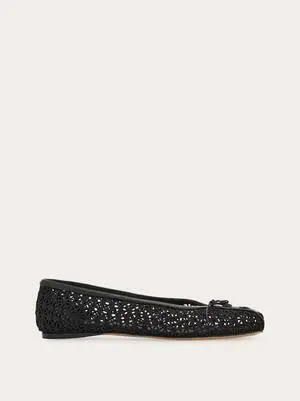 FERRAGAMO Macramé Lace Ballet Flats - Black