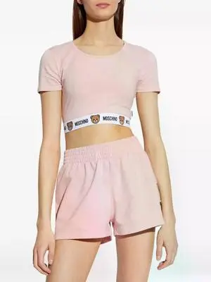 Moschino Logo-print Cropped T-shirt - Pink