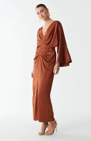 SAVEL Deliliah Midi Dress - Rust