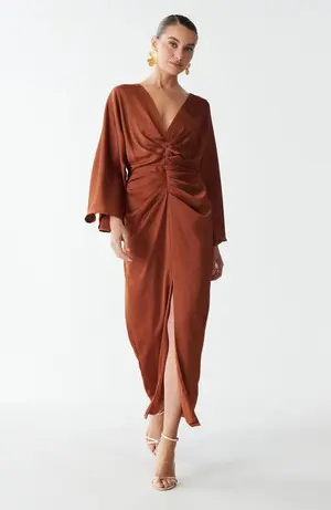 SAVEL Deliliah Midi Dress - Rust
