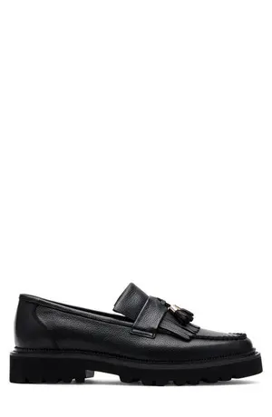 MARC NOLAN Journey Kiltie Fringe Loafer - Black Pebble