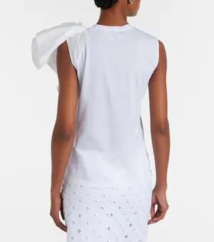 Max Mara Embellished Cotton Jersey Top With Crystal Detail