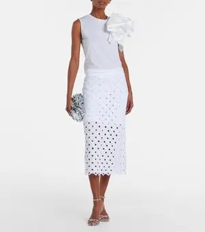 Max Mara Embellished Cotton Jersey Top With Crystal Detail