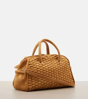 Jacquemus Turismo Small Woven Suede Bowling Bag - Brown