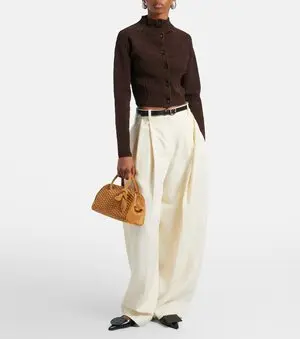 Jacquemus Turismo Small Woven Suede Bowling Bag - Brown